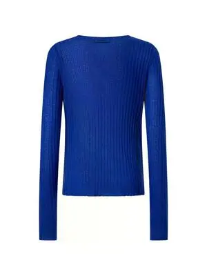 Pinko Ribbed Knit V-neck Cardigan - Blue