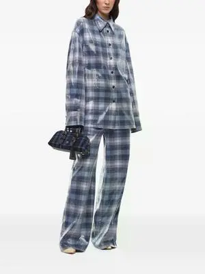 Pinko Palazzo Trousers With Check Pattern And Sequins