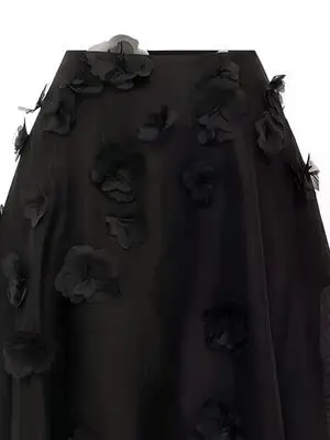 LEO LIN Leila Maxi Skirt With Petal Appliqu - Black