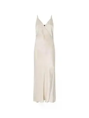 Pinko Satin Finish V-neck Slip Dress - Neutrals