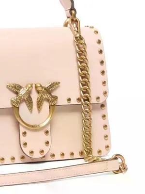Pinko Mini Love Bag One Top Handle Light Handbag In Leather With Mini Studs - Pink