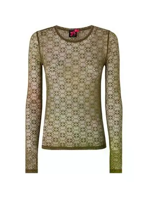 Pinko Monogram-lace Long-sleeve Top - Green