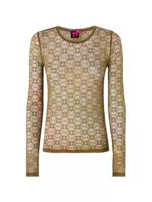 Pinko Monogram-lace Long-sleeve Top - Green