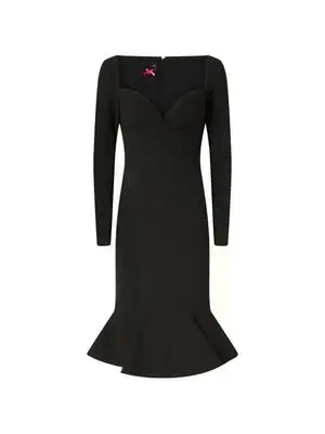 Pinko Sweetheart Neck Fluted Dress - Black