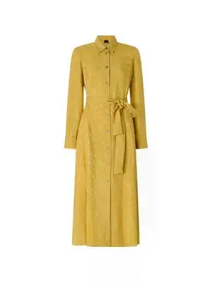 Pinko Jacquard-effect Belted Dress - Yellow