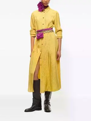 Pinko Jacquard-effect Belted Dress - Yellow