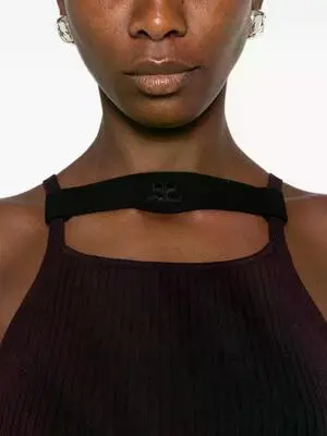 COURREGES Ribbed Logo Patch Top - Purple