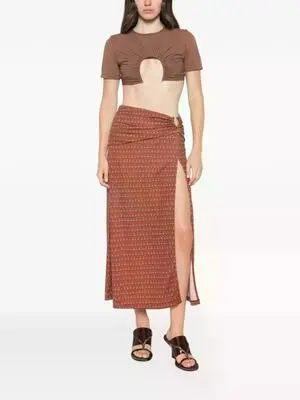 Johanna Ortiz Under The Sun Paisley-print Skirt - Brown