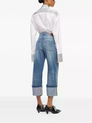 Pinko Belted Turned-up Jeans - Blue