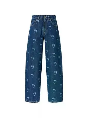 Pinko Monogram-print Straight-leg Jeans