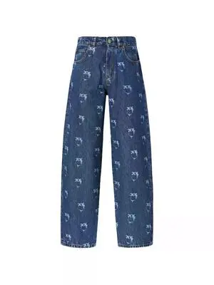Pinko Monogram Print Straight-leg Jeans - Blue