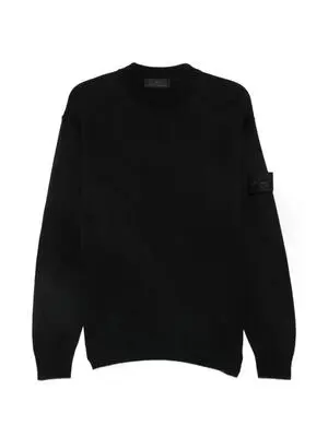 Stone Island Logo-patch Crew-neck Sweater - Black