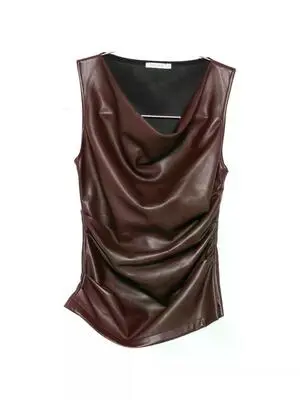 Patrizia Pepe Draped Coated Top - Brown