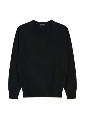 Boggi Milano V-neck Jumper In Extrafine Merino Wool - Black