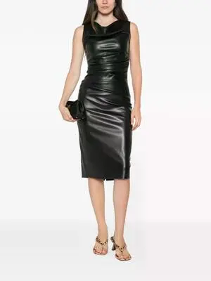 Patrizia Pepe Coated-finish Draped Dress