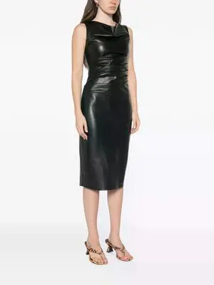 Patrizia Pepe Coated-finish Draped Dress