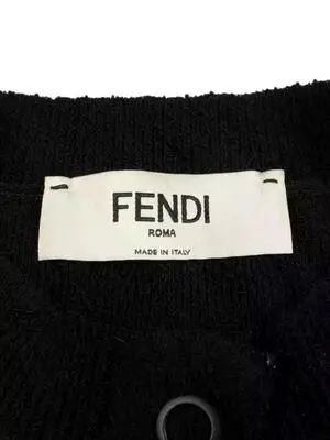 Fendi Knit Cardigan With Logo Trim