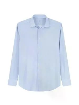 Boggi Milano Shirt Micro-patterned Stretch Nylon Slim-fit B Tech - Blue