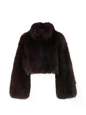 Pinko Faux-fur Cropped Jacket - Brown