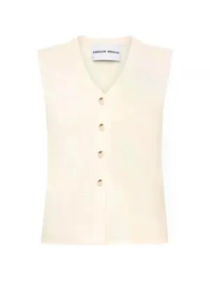 EMERSON RENALDI Button-up V-neck Vest - Neutrals