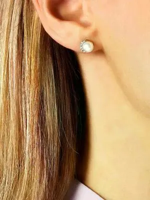 Yoko London Freshwater Pearl And Diamond Stud Earrings - Pink