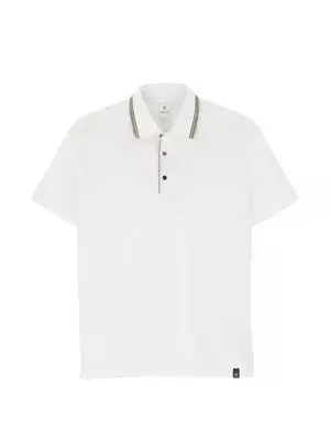 Boggi Milano Polo In Stretch Cotton Blend Piqué Cool Jade-fresh - White