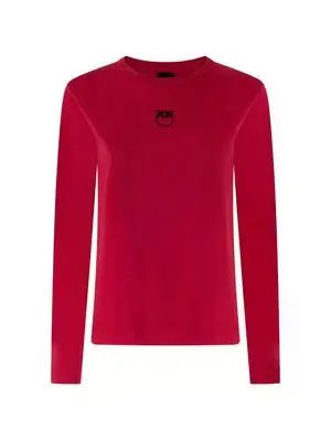 Pinko Logo-embroidered Long-sleeve T-shirt - Red