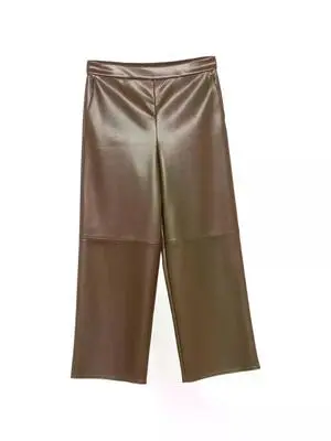 Max Mara Faux-leather Cropped Trousers - Brown