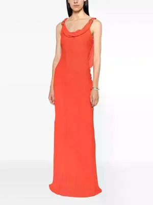 Patrizia Pepe Cowl Neck Ring Detail Dress - Red
