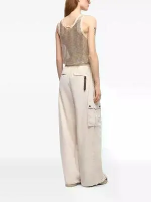 Pinko Palazzo Trousers With Cargo Pockets And Zip Detail - Neutrals