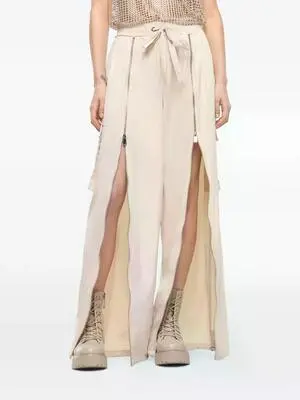 Pinko Palazzo Trousers With Cargo Pockets And Zip Detail - Neutrals