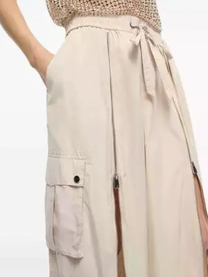Pinko Palazzo Trousers With Cargo Pockets And Zip Detail - Neutrals