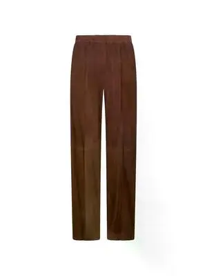 Fabiana Filippi Suede Straight-leg Trousers - Brown
