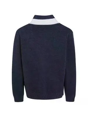 Sacai Wool Cardigan With Scarf Detail - Blue