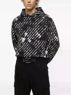 Karl Lagerfeld All-over Print Hoodie - Black