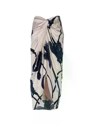 ANDRES OTALORA Cairo Floral-print Midi Skirt - Neutrals