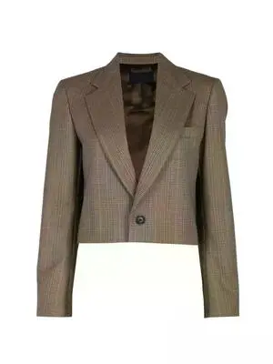 NILI LOTAN Checked Cropped Jacket - Brown