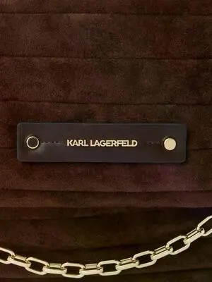 Karl Lagerfeld Medium K/essential Pleats Suede Shoulder Bag