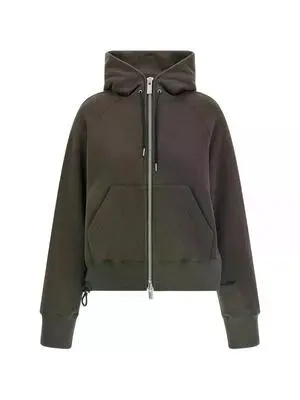 Sacai Pleated Zip-up Hoodie - Brown