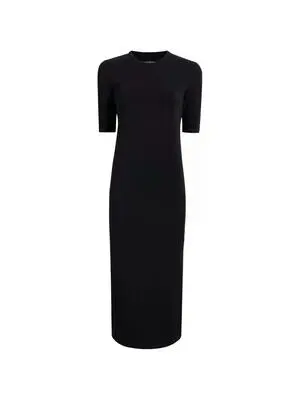 Another Tomorrow Elbow-sleeve Midi Dress - Black