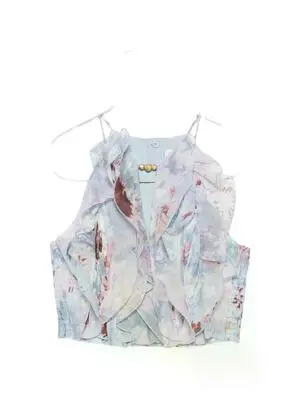 Aje Cleo Ruffled Floral-print Top - Blue