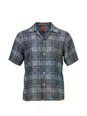 Isaia Check Short-sleeve Shirt - Blue