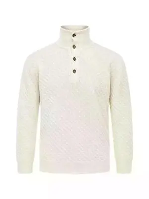 PAOLO PECORA Button-up Textured-knit Sweater - Neutrals