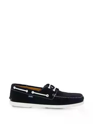 ATALANTA WELLER Contrast-stitch Suede Boat Shoes - Blue