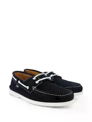 ATALANTA WELLER Contrast Stitch Suede Boat Shoes