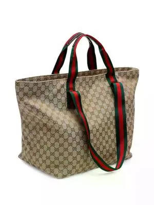 Gucci Medium Gg Supreme Web-stripe Tote Bag