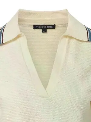 Veronica Beard Quínelle Striped-trim V-neck T-shirt