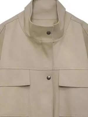 ANINE BING Odin Jacket With Stand Collar And Belted Waist - Neutrals