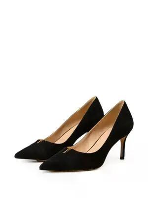 TWINSET Suede Court Shoes With Logo - Black