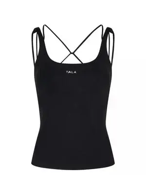 TALA Logo-print Crossover-strap Top - Black
